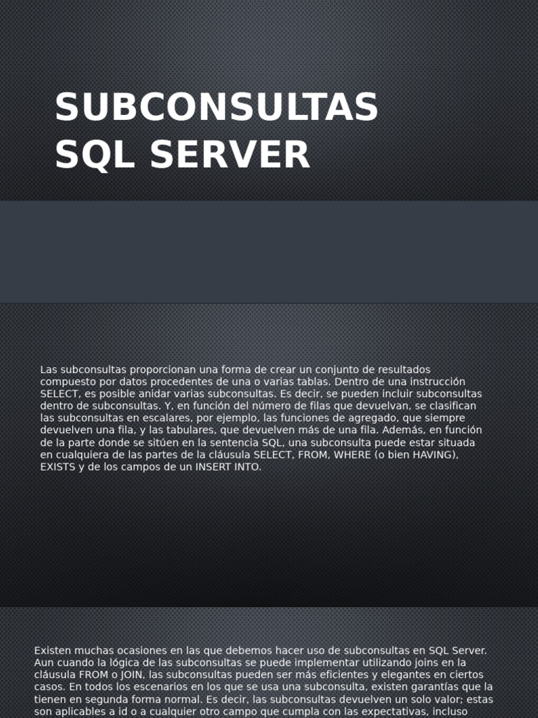 Subconsultas | PDF | SQL | Software de gestión de datos