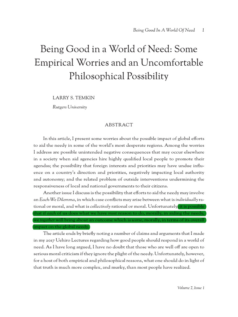TEMKIN BGIv1 | PDF | Aids | Utilitarianism