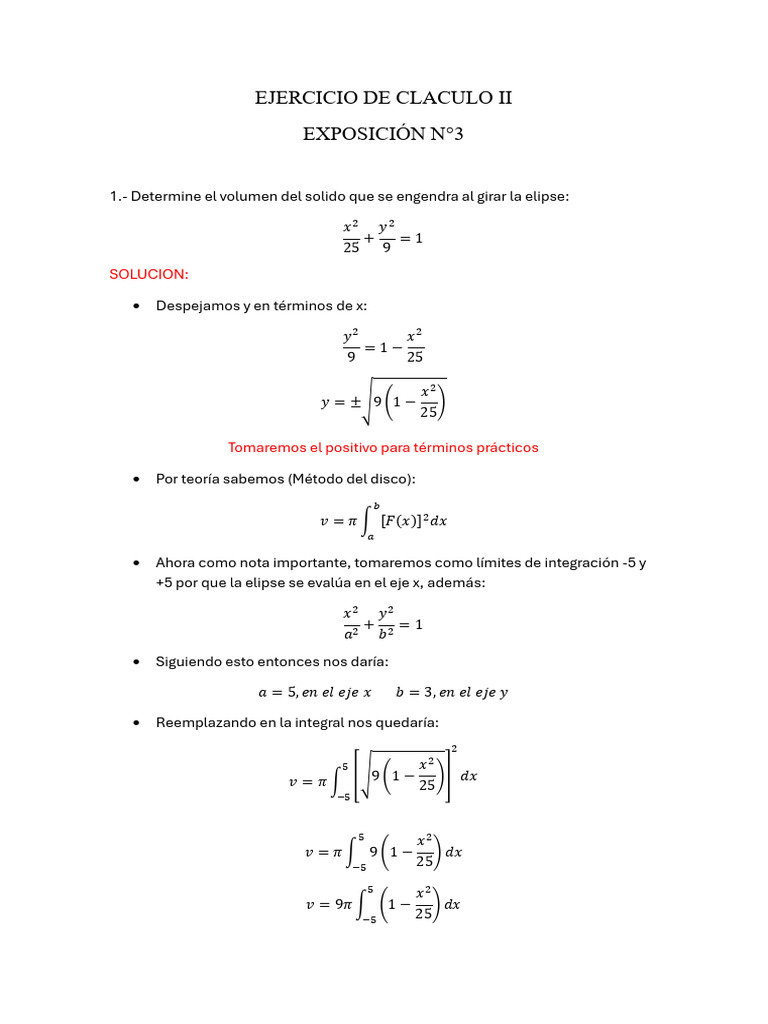 Ejercicio de Claculo Ii Ejercicio 2 | PDF | Integral | Análisis matemático