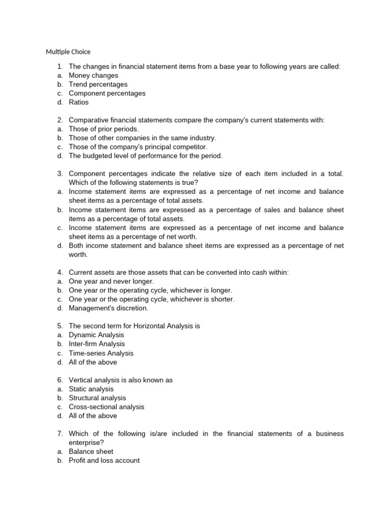 Multiple Choice Part B | PDF | Income Statement | Business Economics