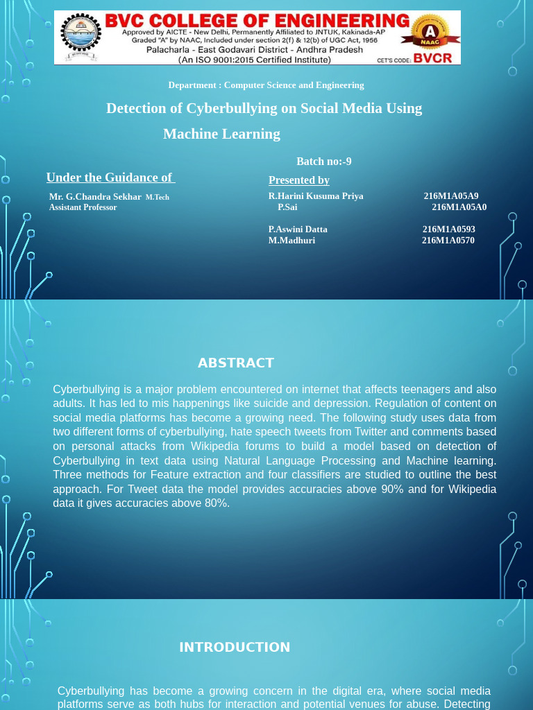 Detection Oof Cyber Bullying in Social Media Using Machine Learningppt ...