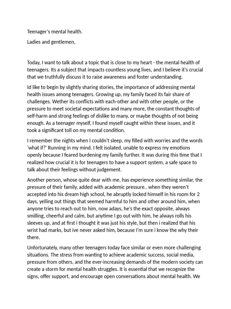 Supporting Teen Mental Health Awareness | PDF | Mental Health | Adolescence