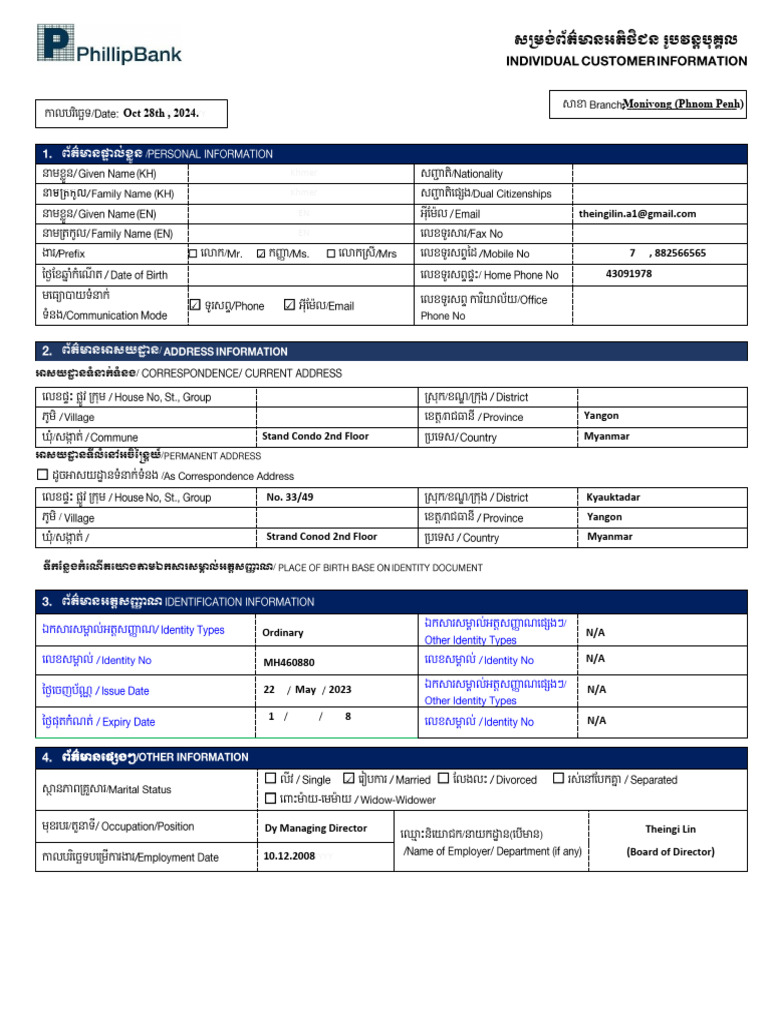 1. INDIVIDUAL CUSTOMER INFORMATION _V1.3(Autosaved) | PDF