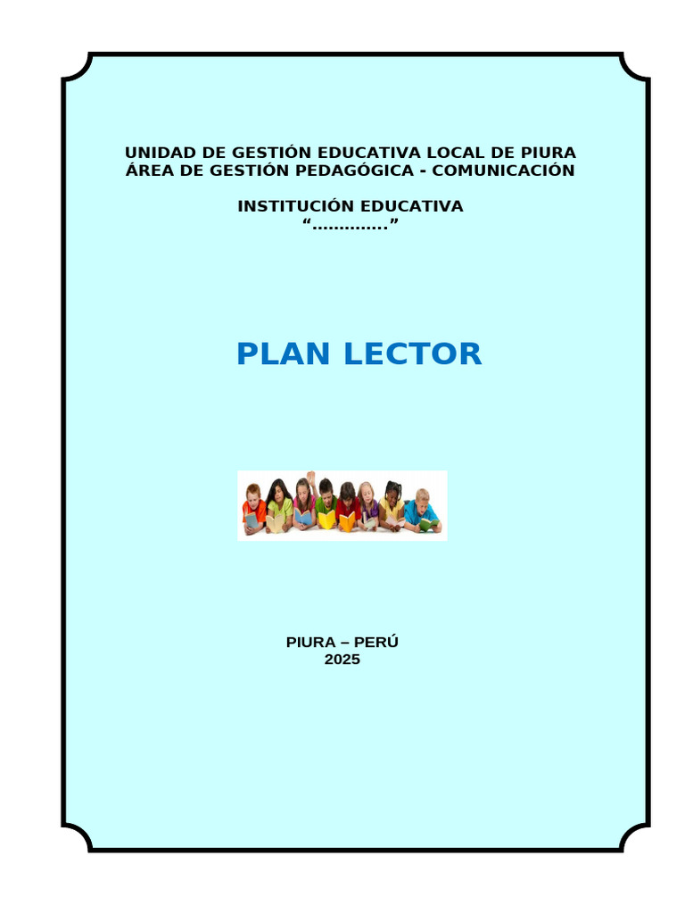 Plan Lector 2025 para Educación en Piura | PDF | Escuelas | Salón de clases