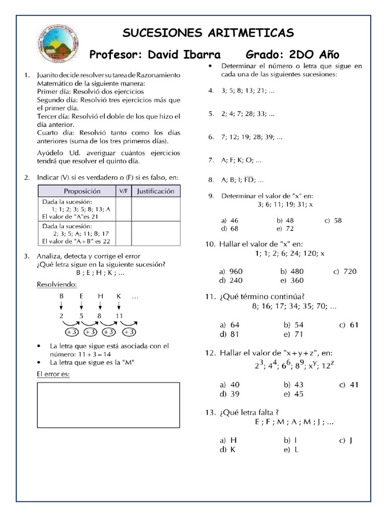 2do Año - Secesiones Aritmeticas - Sem 04 - RM | PDF