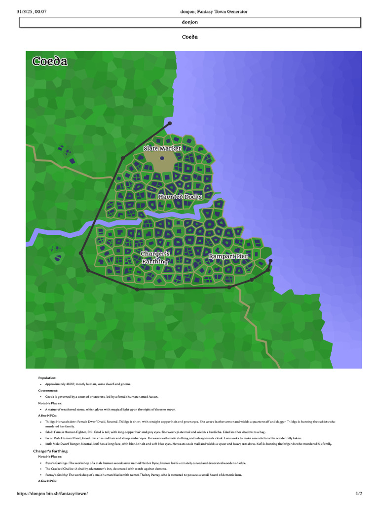 Donjon Fantasy Town Generator | PDF