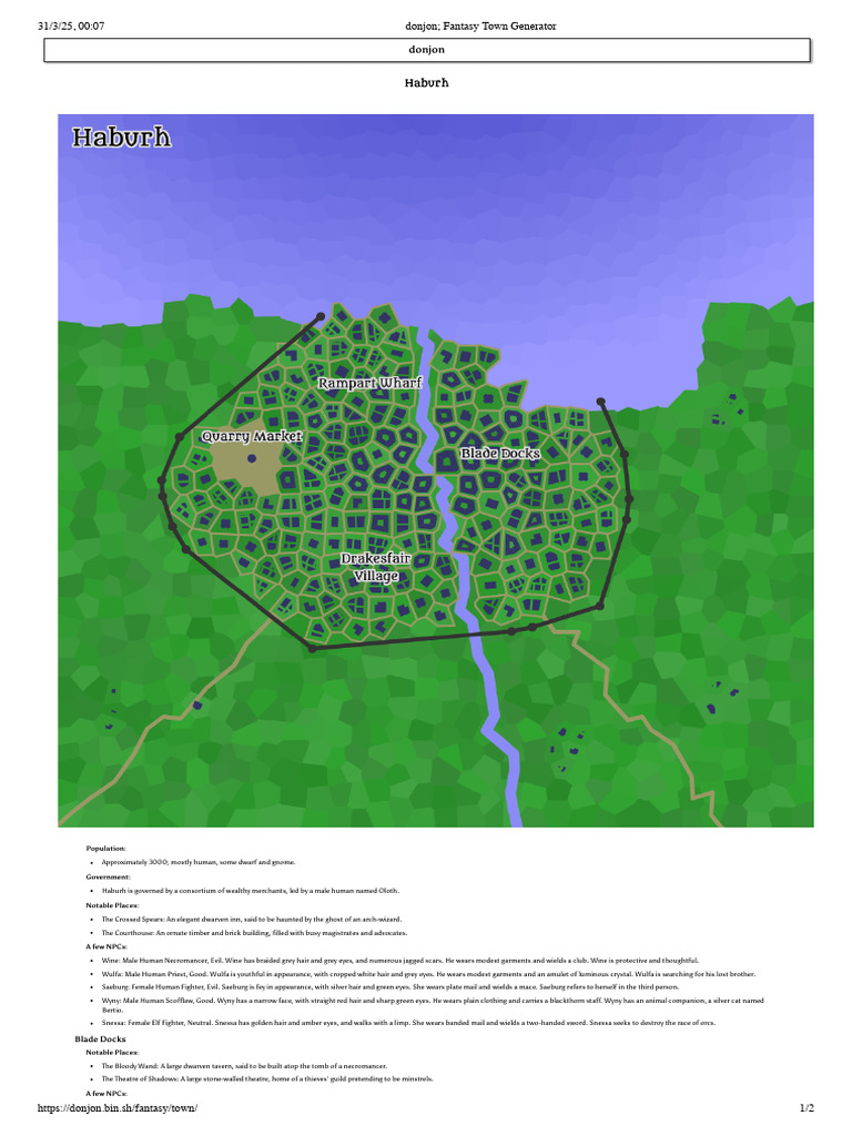 Donjon Fantasy Town Generator 2 | PDF