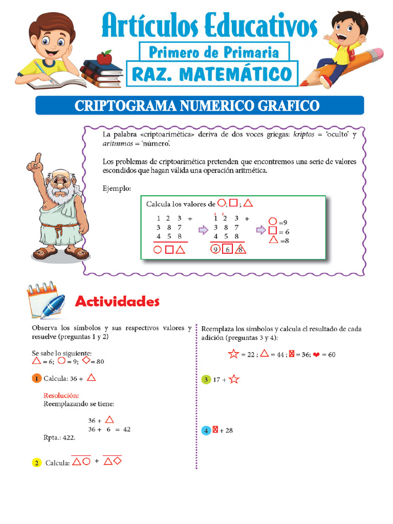 Criptograma Numerico Grafico para Pimero de Primaria | PDF