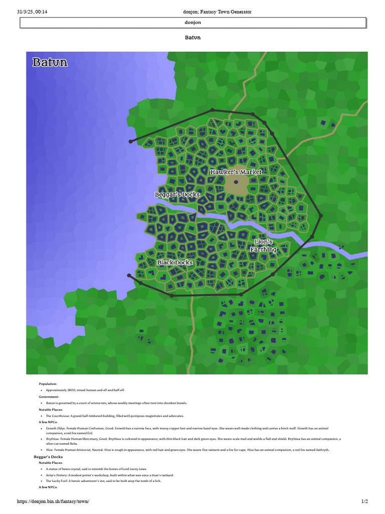 donjon; Fantasy Town Generator 1 | PDF