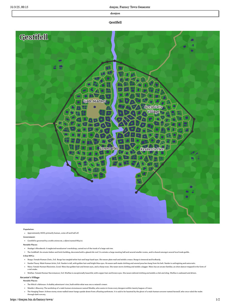 Donjon Fantasy Town Generator 2 | PDF