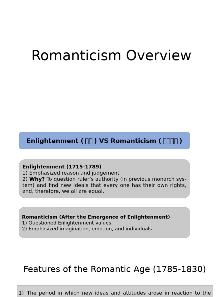 Romanticism vs. Enlightenment Overview | PDF