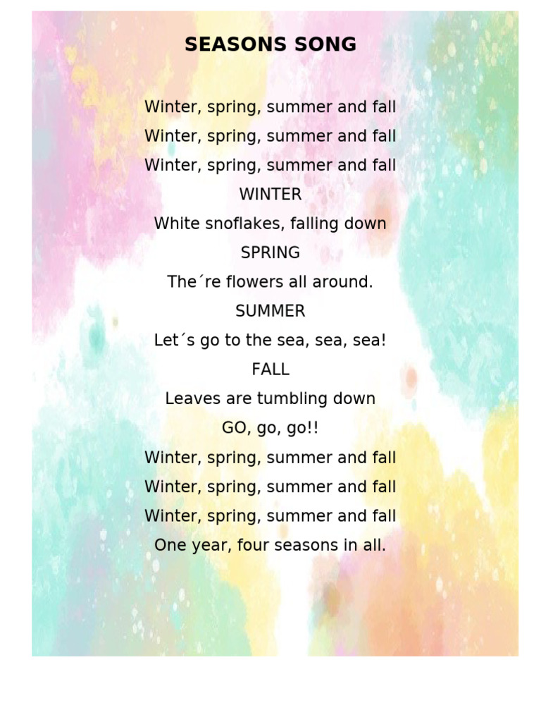 Seasons Song for Kids | PDF