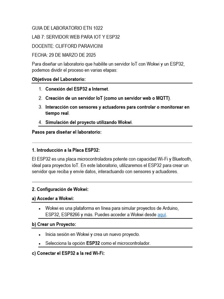 Guia de Laboratorio Etn 1022 Lab 7 | PDF | Internet de las Cosas | Wifi