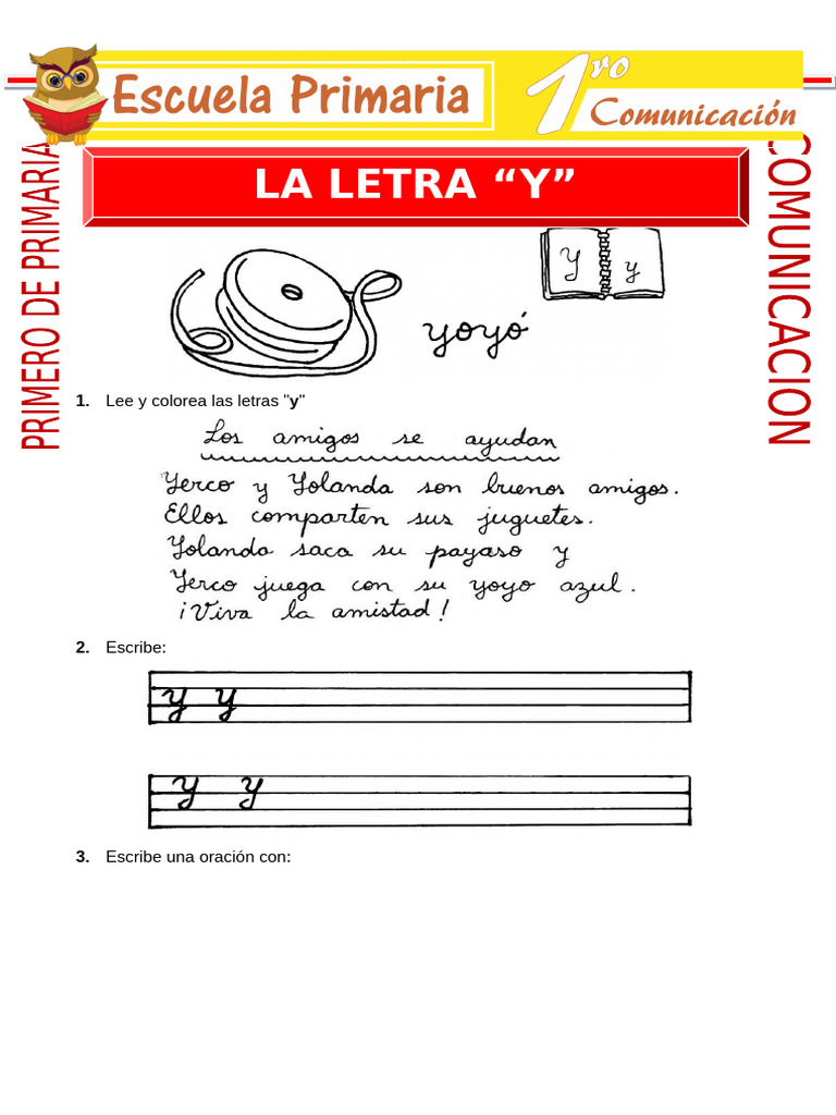 La Letra Y para Primero de Primaria | PDF