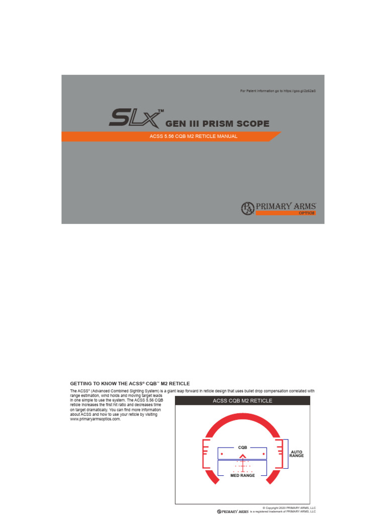 PAC3X-GENIII-ACSS-5.56 Reticle Manual | PDF | Telescopic Sight | Ammunition