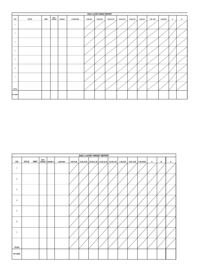 Hourly Target Record Formet | PDF