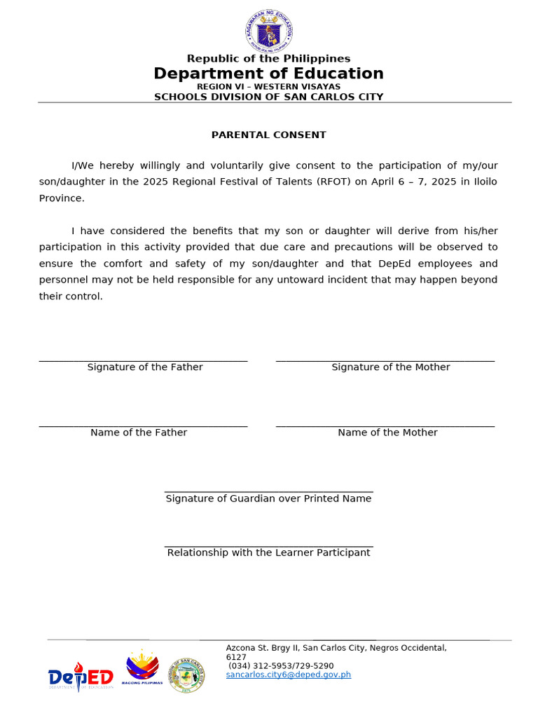 RFOT 2025 Parents Consent | PDF