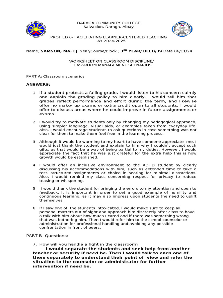 Worksheet Classroom Discipline | PDF | Volcano | Classroom