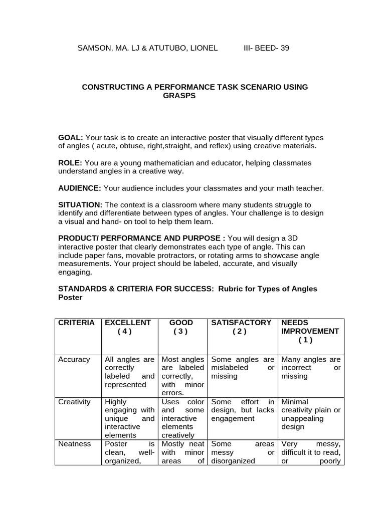 GRASPS | PDF | Cognition | Learning