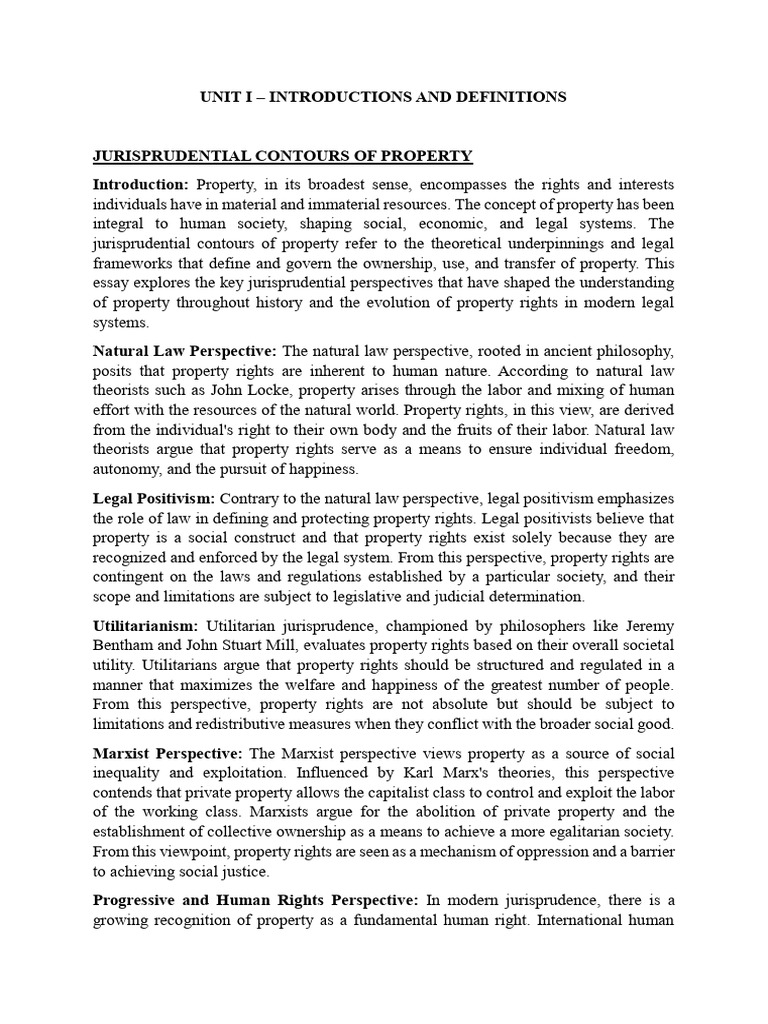UNIT 1 - Introduction and Definitions | PDF | Lease | Property