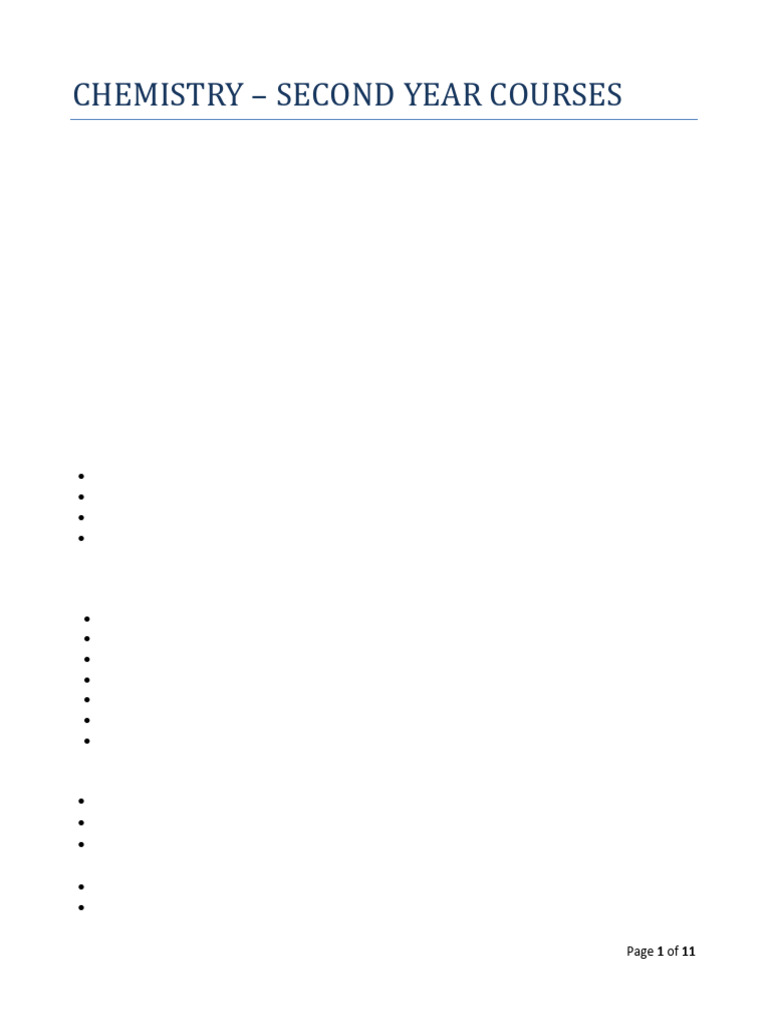 Chemistry Second Year Course Outlines 12 12 2023 | PDF | Chemical ...