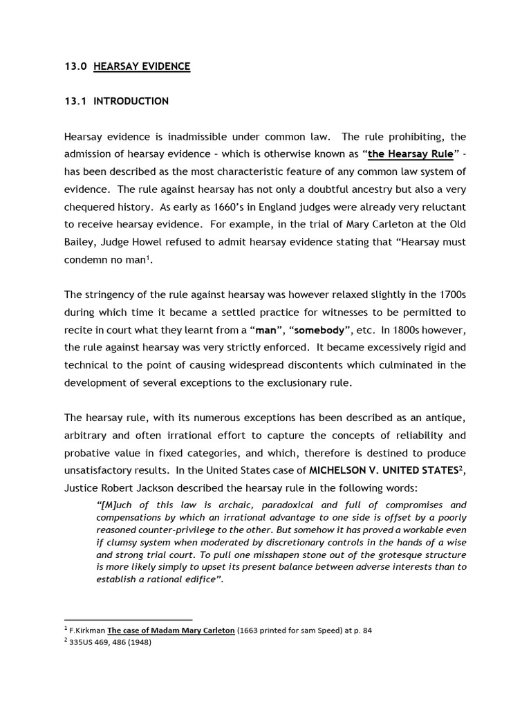 Understanding the Hearsay Rule in Law | PDF | Hearsay In United States ...