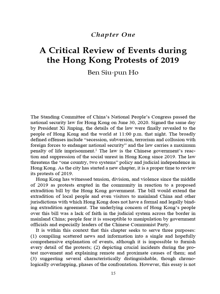 The Hong Kong Protestsan | PDF | Special Administrative Regions Of ...