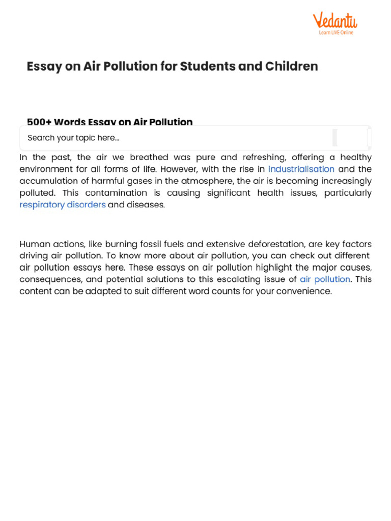 Essay On Air Pollution For Students and Children | PDF