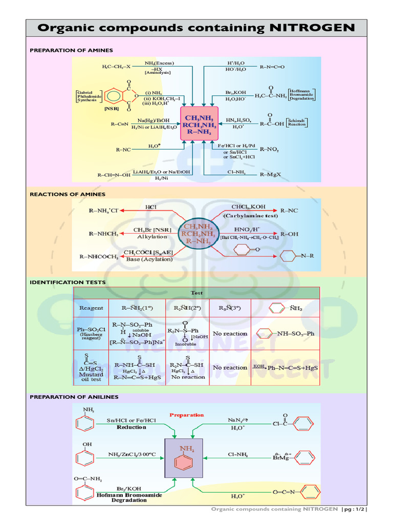Organic Compounds Containing Nitrogen Points to Ponder | PDF