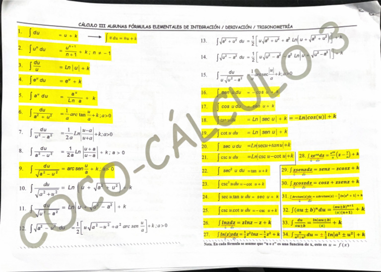 Fórmulas Cálculo 3 | PDF
