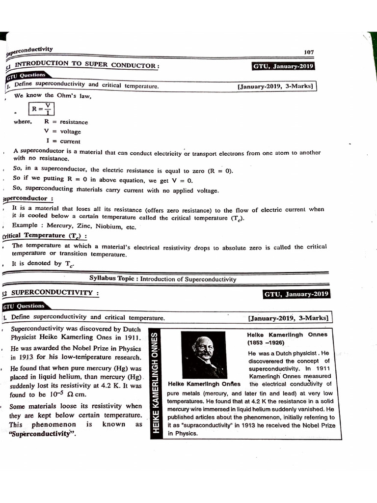 Physics. Gtu CHP 5 | PDF | Superconductivity | Electrical Resistivity And Conductivity