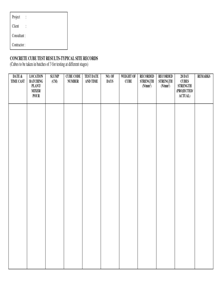 Concrete Cube Test Results 20 Pdf