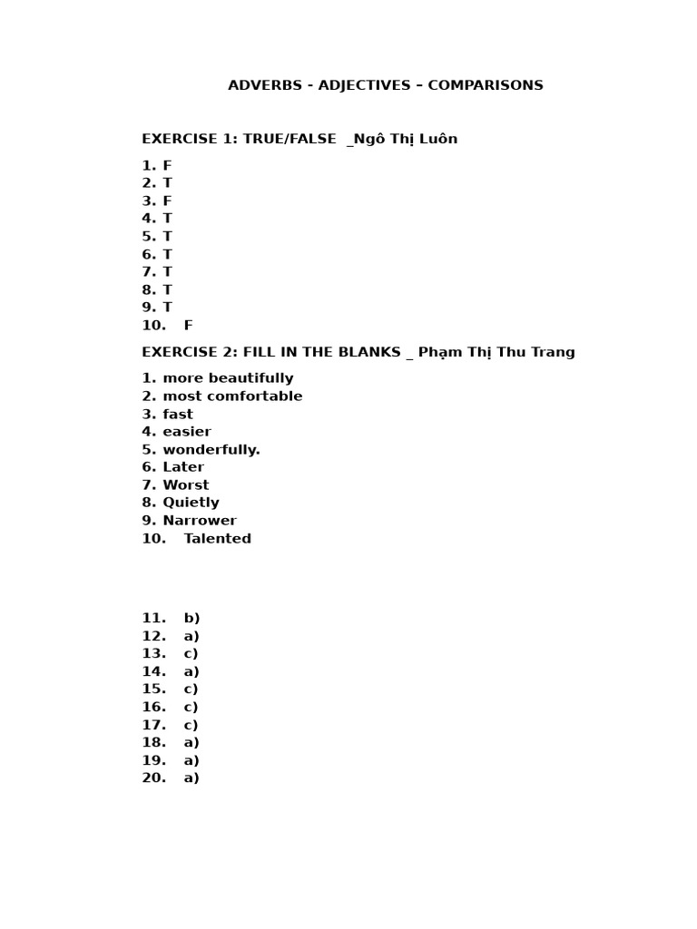 Adverbs - Adjectives - Comparisons | PDF