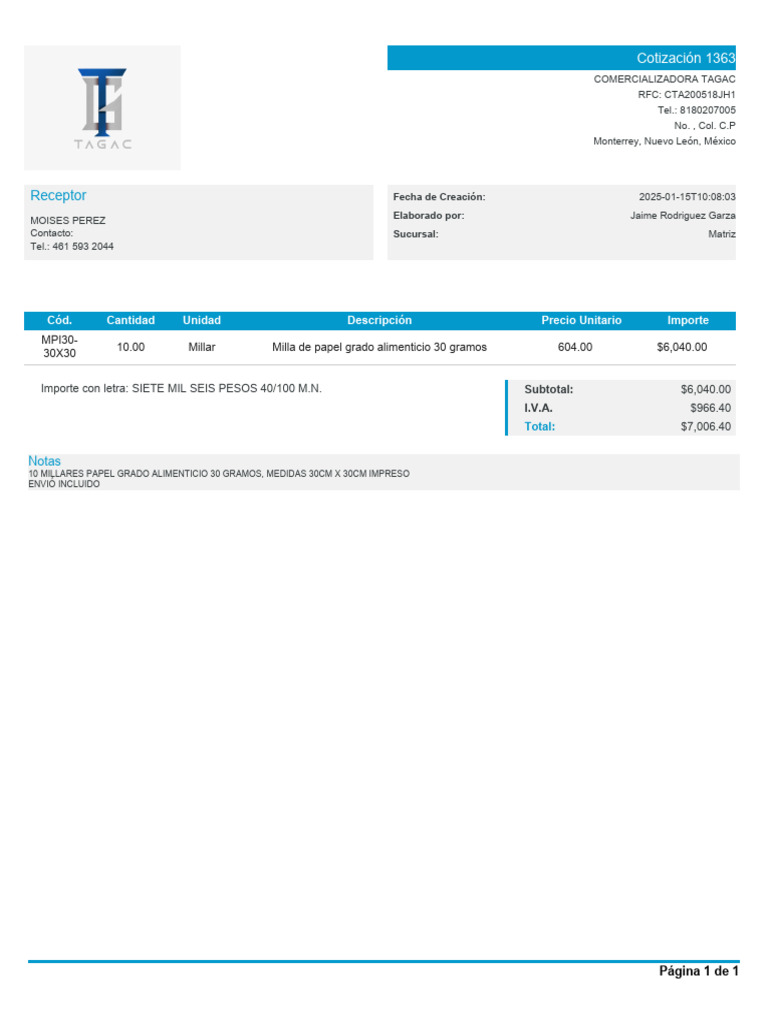 Cotizacion 1363 | PDF