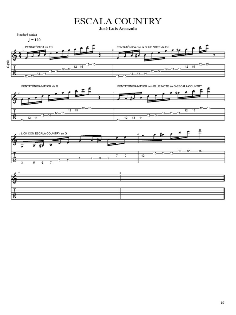 Escala Country y Licks para Guitarra | PDF | Pitch (Music) | Music Theory