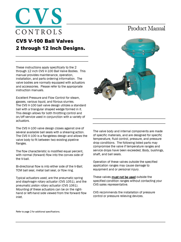 Series V100 Instruction Manual | PDF | Valve | Actuator