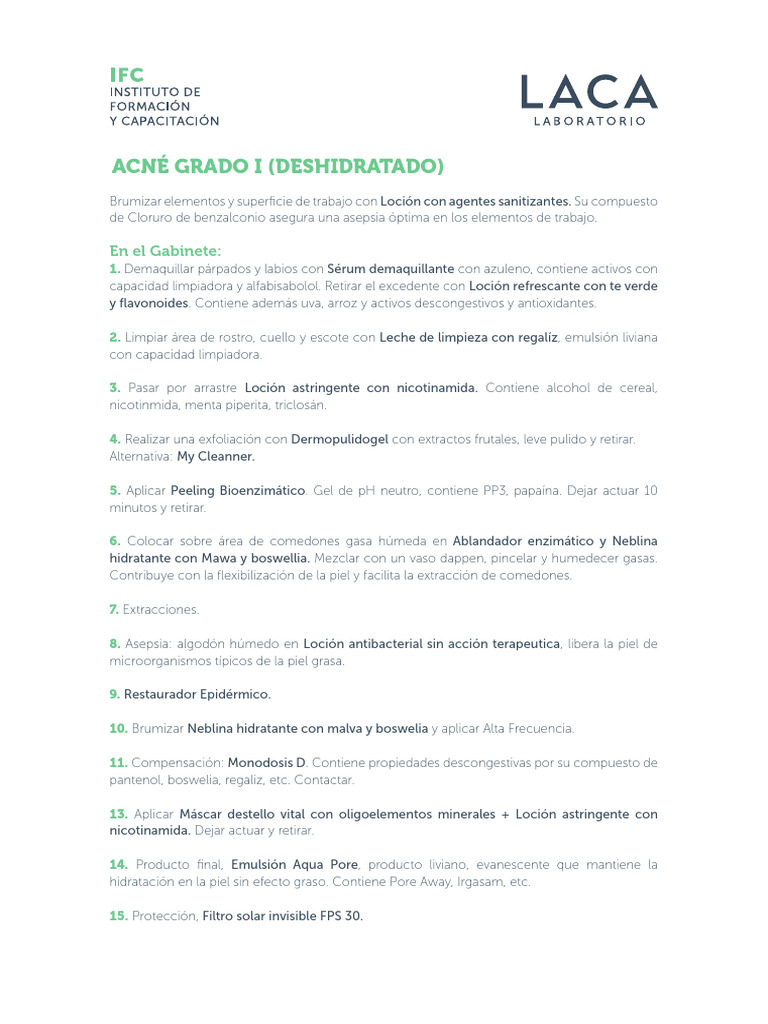 Protocolo - Acne Grado I | PDF