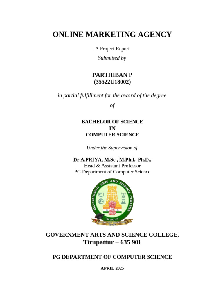 Online Marketing Agency Project Report | PDF | Doctor Of Philosophy | Computing