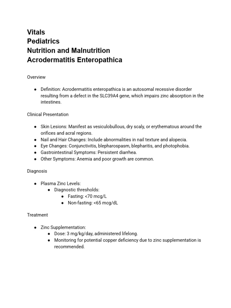 Acrodermatitis Enteropathica | PDF