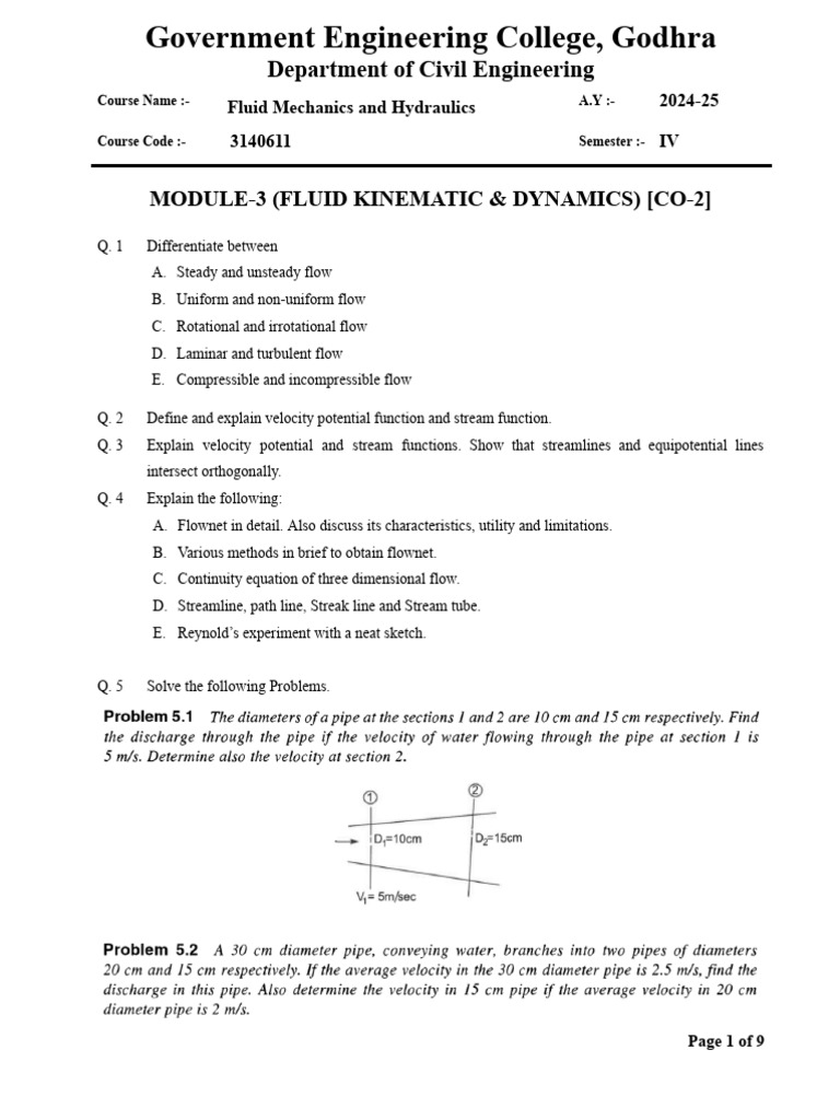 MODULE - 3 - FMH - Sem-4 A.Y 2024-25 | PDF | Fluid Dynamics | Fluid Mechanics