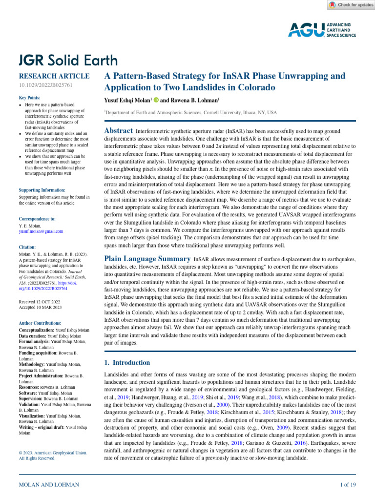 JGR Solid Earth - 2023 - Molan - A Pattern%E2%80%90Based Strategy for ...