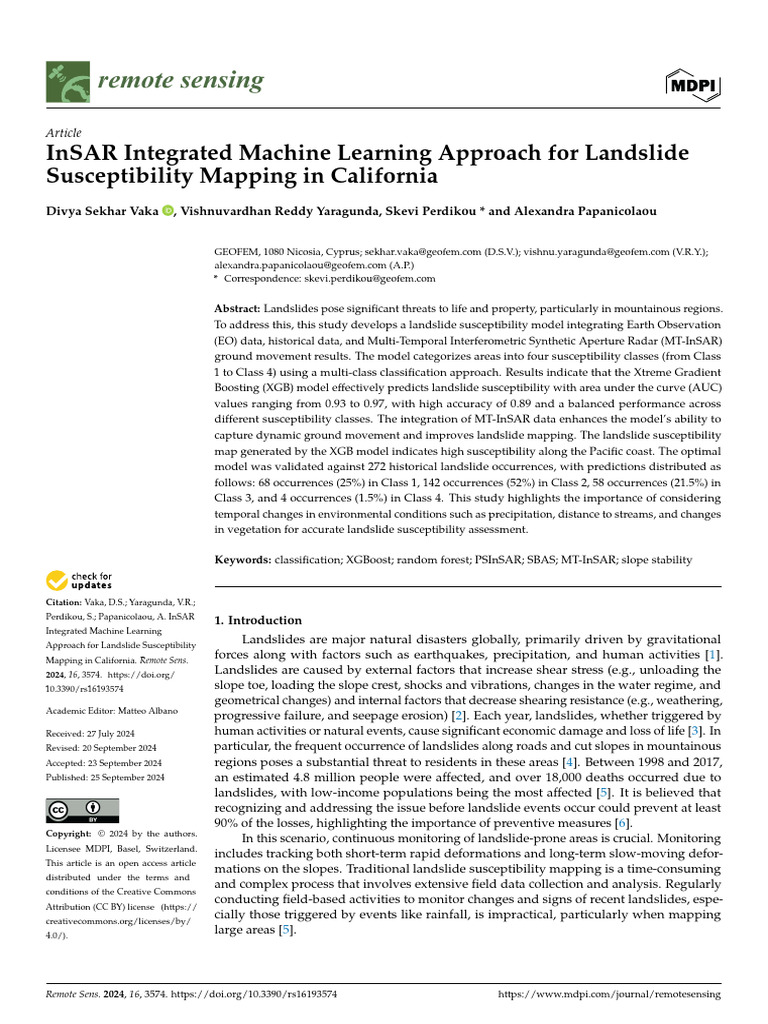 InSAR_Integrated_Machine_Learning_Approach_for_Lan | PDF | Landslide | Geographic Information System