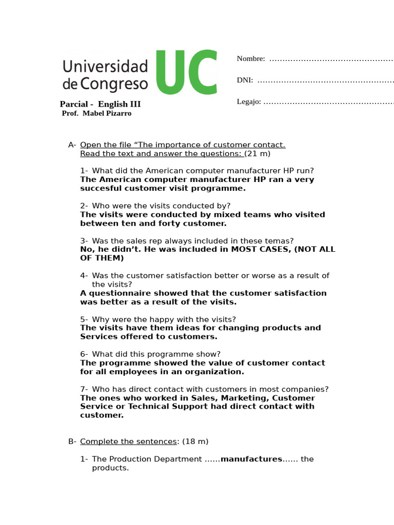 English III - 2nd Mid Term Exam | PDF | Business