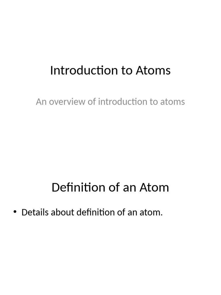 Introduction To Atoms | PDF