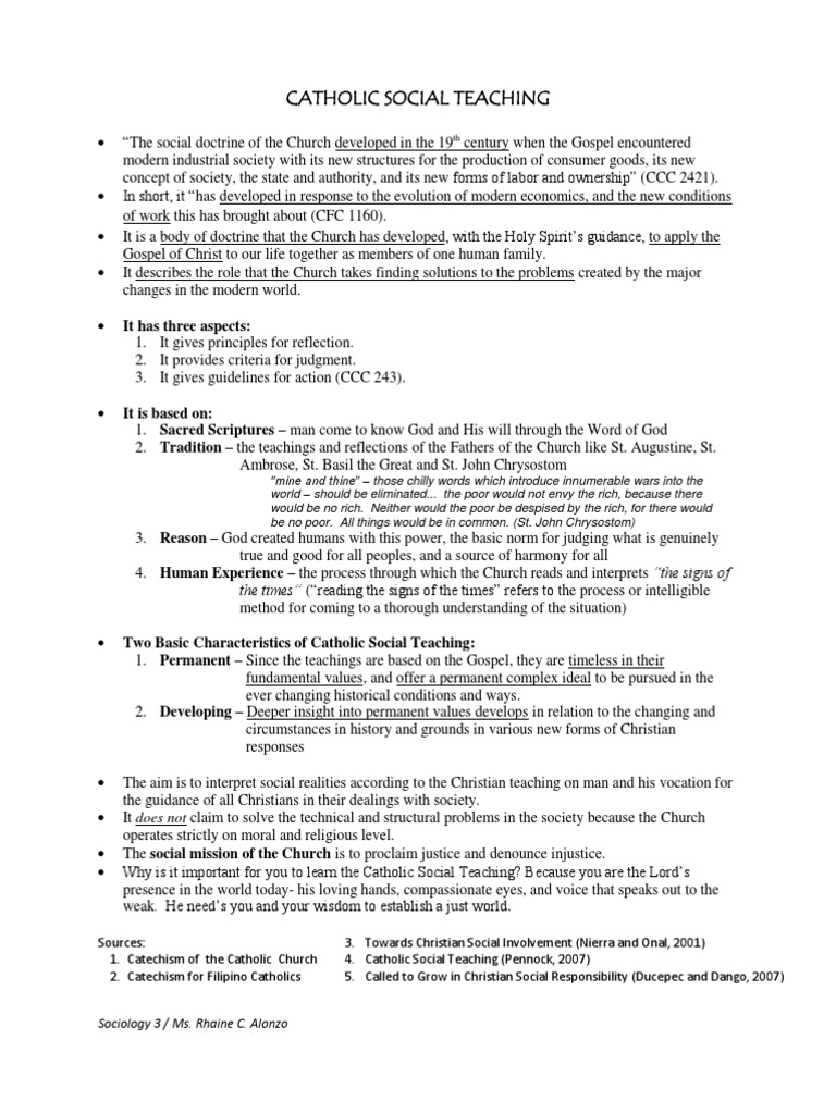 Catholic Social Teaching | PDF | Catholic Social Teaching | Catholic Church