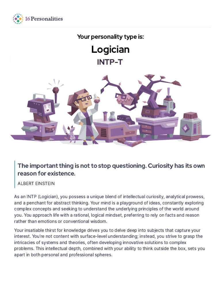 INTP Personality (Logician) - 16personalities | PDF | Thought | Reason
