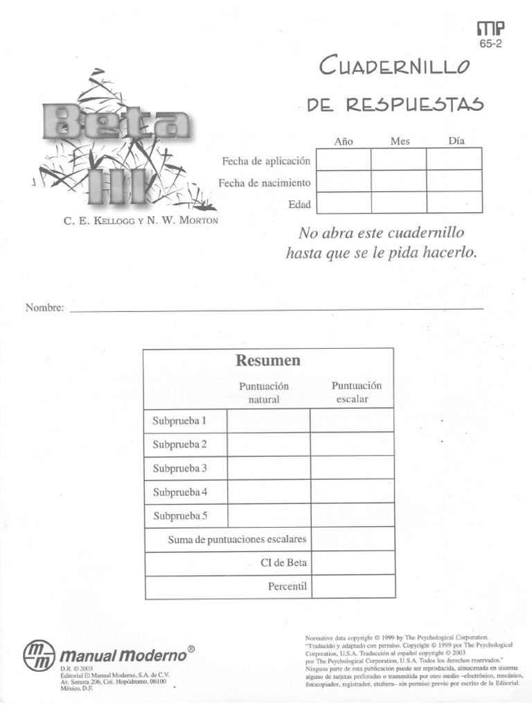 Prueba - Beta III (Inteligencia) | PDF