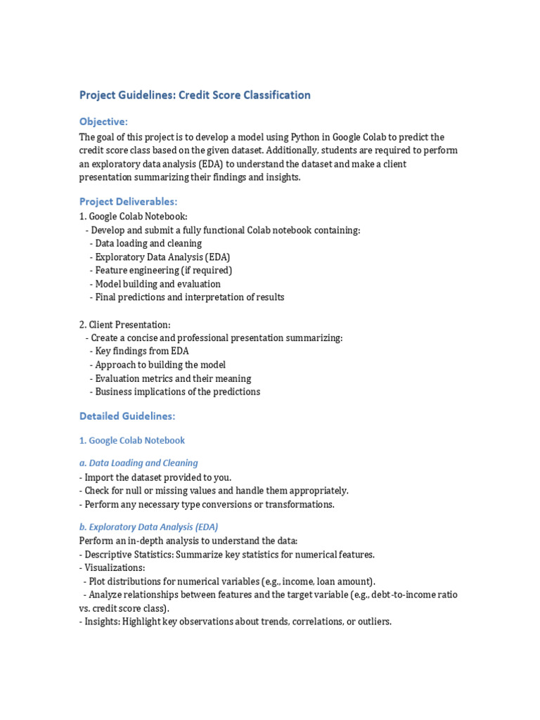 Credit Score Classification Project Guide | PDF | Data Analysis ...