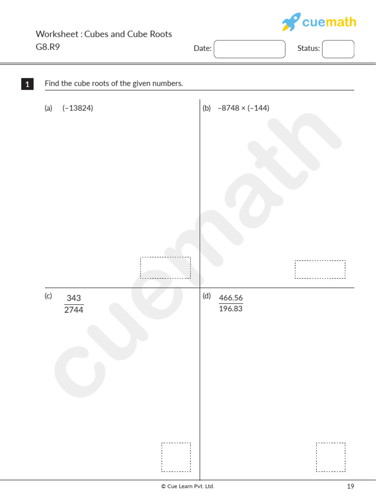 8th Grade Math Worksheets Cubes and Cube Roots | PDF