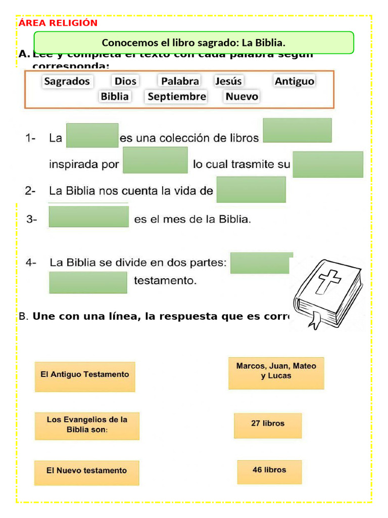 FICHA RELIGION LA BIBLIA | PDF